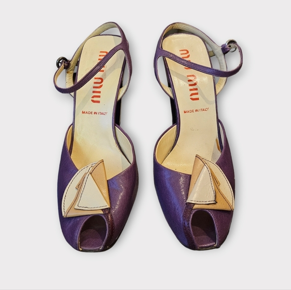 Miu Miu | Shoes | Vintage Miu Miu Purple Peep Toe Ankle Strap Heels | Poshmark